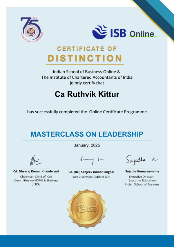 CA Ruthvik Kittur - Chartered Accountant | M & A | Structuring | CA Final 1st attempt | Ex M. P ...
